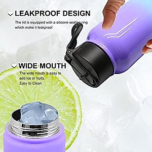 Akyta 24 OZ Water Bottle, Sports Vacuum Insulated Water Bottle with Straw lid, Keep Water cold/Hot, Double Walled Stainless Steel, Leakproof Wide Mouth Thermos Metal Water Bottles for Hiking Biking