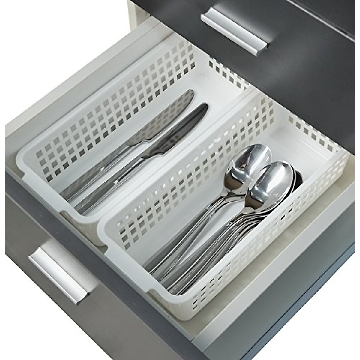 Fiazony 6-Pack Small Plastic Storage Baskets/Trays Organizer, White