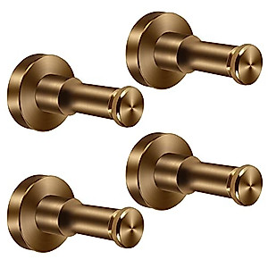 Kayfia 4 Packs Towel Hooks for Bathrooms Metal Bathroom Bathroom Hooks Wall Hooks Towel Hook for Hanging Coats Robes Toilet Living Room Office (4, Bronze)