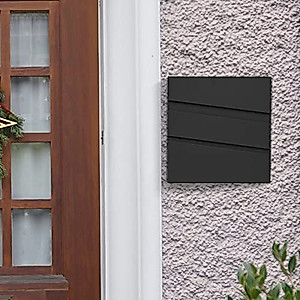 xhlokk Wall Mount Mailboxes, Modern Locking Wall Mailbox for Outside, Galvanized Steel and Aluminum Metal Mail Boxes for House with Key Lock Large Capacity, Matte Black