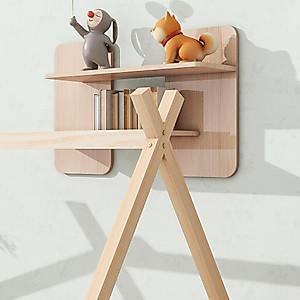 LostCat Twin Size Floor Bed for Kids Girls Boys, Wooden Montessori Floor Bed with Guardrails & Door, Tent-Shaped Floor Bed, Wood Slat Support, Easy Assembly, Natural