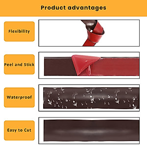 Floor Flat Transition Strip Self Adhesive Floor Vinyl Flat Divider Strip Floor Edge Trim Floor Gap Covering Joining Strip Carpet to Tile Transition Edging Trim with Strong Backing 4cm 3.28FT Coffee