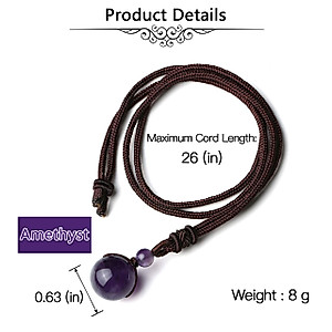 Jovivi Healing Crystals Necklace Natural Amethyst Lucky Blessing Protection Chakra Beads Stone Pendant for Women and Men Adjustable