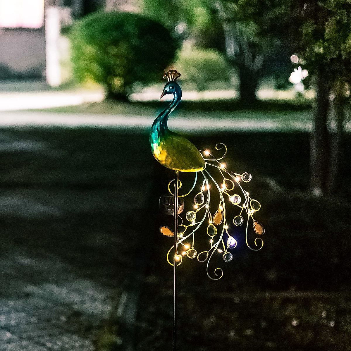 Viveta Metal Peacock Solar Light Outdoor, Waterproof Peacock Solar Lights Stake for Garden Yard Lawn Patio Decorations