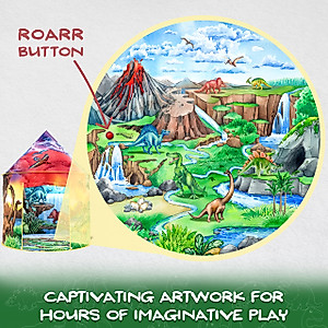 W&O Dinosaur Discovery Play Tent with Roar Button - Extraordinary Pop Up Tent for Boys & Girls - Perfect for Indoor & Outdoor Adventures