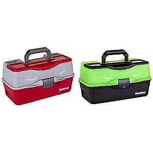 Flambeau Outdoors 6383TB 3-Tray - Classic Tray Tackle Box - Red/Gray & Flambeau Outdoors 6383FG 3-Tray Classic Tray Tackle Box, Portable Tackle Organizer, Frost Green/Black