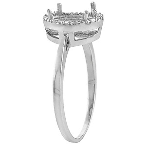 Sterling Silver Natural Morganite Diamond Halo Ring Oval 8X6mm, 1/2 inch wide, size 9.5