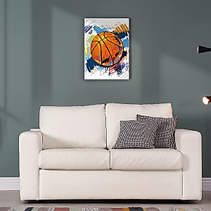IIONGDE Basketball Canvas Wall Art, Basketball Posters Canvas Prints Painting Ready to Hang for Teenage Boys Basketball Fans Home Bedroom Locker Room Gym Wall Decor 12" X 15"