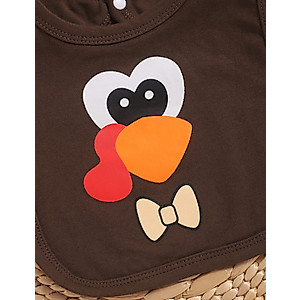 Menglang Thanksgiving Baby Bibs, My First Thanksgiving Baby Bibs, Unisex 1 Pack Drool Bibs, for Teething and Drooling, Feeding (Turkey Boy)