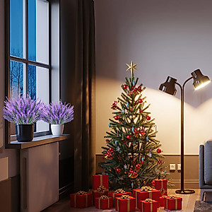 Lalacosy 12 Bundles Artificial Flowers for Outdoors UV Resistant Fake Plants Decor No Fade Faux Lavender Flowers Garden Porch Window Box Decorating (Purple)