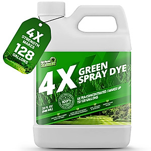 4X Green Spray Dye - Concentrated Spray Pattern Indicator Dye and Fertilizer Marking Dye, Lawn Turf Mark and Marker, Easily Mark Where You've Sprayed, Safe & Non-Staining Spray Indicator Dye, 32 oz.