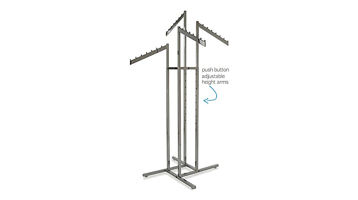 Adjustable Chrome 4 Way Clothing Rack for Retail