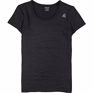 Reebok Womens Poly Marled Basic T-Shirt, Black, X-Small