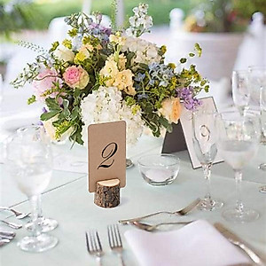 Rustic Place Card Holders with Kraft Table Place Cards Set Wood Table Number Holders Perfect for Thanksgiving, Wedding, and Birthday Parties - 10 Card Holders and 20 Kraft Paper Cards Included