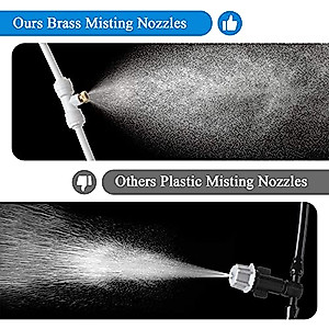 Misting Cooling System Outdoor Patio Misting System with Misting Lines, Brass Mist Nozzles, Faucet Adapters, Outdoor Mister System Kit for Garden Greenhouse Trampoline Water Park (23 Meters/ 75 Feet)