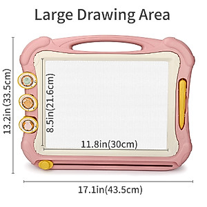 LZZAPJ Magnetic Drawing Board, Large Color Etch A Magnet Sketch Doodle for Toddlers, Learning Painting Writing Pad, Best Birthday Easter Gifts Toy for Kids Boys or Girls 3 4 5 6 7 Years Old (Pink)