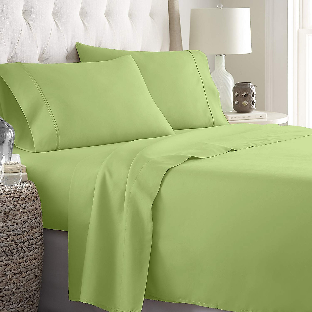 Flat Sheet - Luxury Soft 100% Cotton Sateen Weave Bedding 800 Thread Count - Best Premium Quality Top Sheet - Easy Care - 1 Flat Sheet Only (King/California King, Sage)