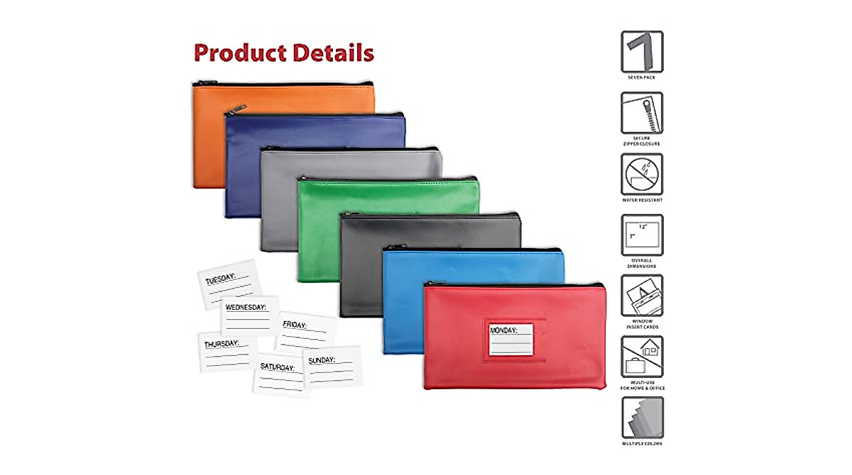 7 Pack Zipper Security Bank Deposit Bags - Better Office Products