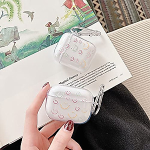 Minscose Cute Airpod Pro Clear Case with Keychain, Cartoon Doodle Smiley Face Design Soft Silicone Smooth Shockproof Compatible with Airpod Pro Charging Case for Girls Kids Women-Smile F