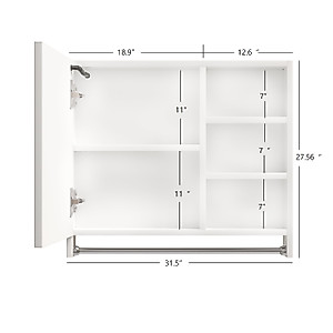 HXCQYGL Modern 32x28inches Bathroom cabinets, Medicine cabinets with Mirrors and LED Lights, Bathroom lockers with multilevel Storage compartments and Towel Rails