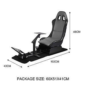 Racing Simulator Seat with Steering Wheel Support Durable Driving Seat (Black)