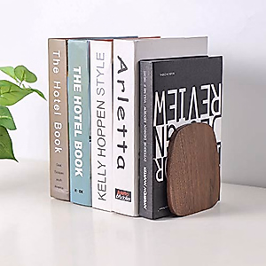 Muso Wood Book Ends for Shelves, Non-Skid Bookends for Heavy Books, Wooden Book Stopper for Home Office and Library (Walnut 1 Pair)