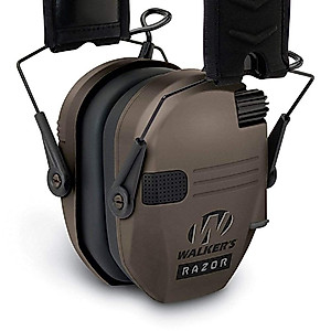 Walker's Razor Ear Protection Dark Earth Slim Shooter Folding Earmuffs, 4 Pack