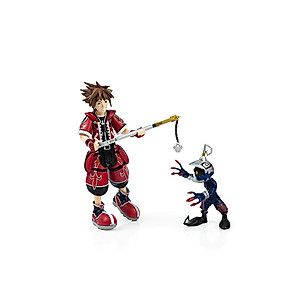 KINGDOM HEARTS Official Exclusive Action Figure - 2-Pack Valor Form Sora & Heartless Soldier - Collectible Replica Figurine Toy for Game Franchise Fans - Statue Set Gift - Licensed Disney Merchandise