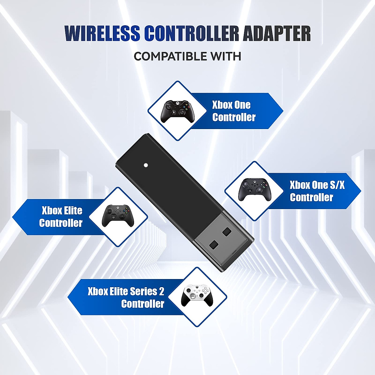 Wireless Adapter for Xbox, Wireless Xbox Adapter for PC Windows 10/8/8.1/7, Wireless Controller Adapter Compatible with Xbox One, Xbox One X|S, Elite|Elite Series 2, Xbox Series X|S Controller