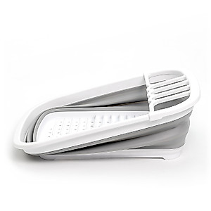 SAMMART 8L (2.11Gallons) Collapsible Dish Drainer - Foldable Drying Rack - Portable Dinnerware Organizer - Space Saving (White/Grey, 1)