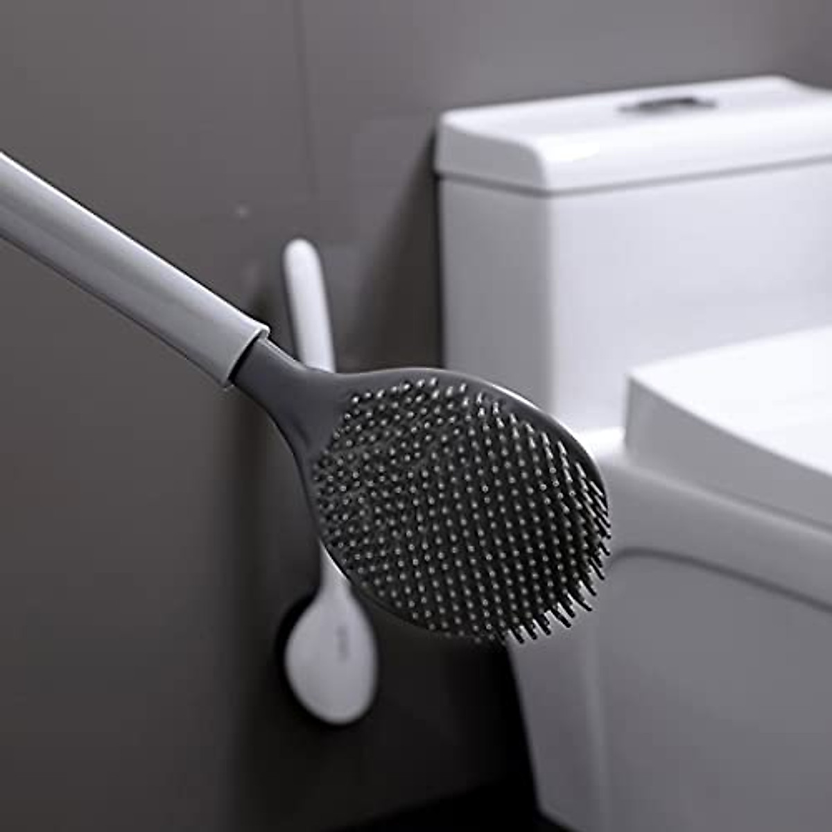 COOLHOOD Toilet Brush and Soft TPR Toilet Brush Toilet Bowl Brush with Holder Wall-Mounted Toilet Brush with Holder Bathroom Toilet Bowl Brush Set Cleaner White and Holder Set Cleaner Set of Two