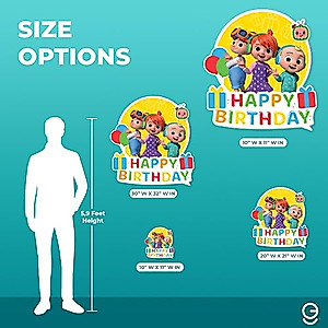 CoComelon JJ and His Brothers Happy Birthday Sign in PVC - EGD X CoComelon Series - PVC Birthday Supplies - Support with Double-Sided Tape - Multiple Size Options (EGDCOCO026) (Wide 10"x 11" Height)