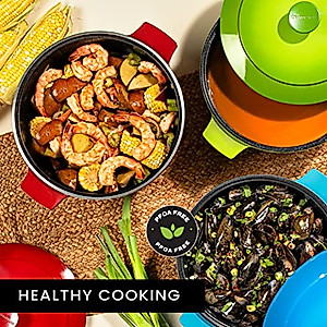 Granitestone Lightweight Dutch Oven Pot with Lid, 5 Qt Nonstick Dutch Oven Stock Pot, 10 in 1 Enamel Cooking Pot & Dutch Oven for Bread Baking, Stovetop Oven & Dishwasher Safe, 100% Toxin Free–Red