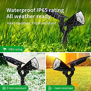 Outdoor Solar Lights - Solar Spotlight - Solar Lighting for Garden, Patio and Lawn - Wall or Pole Mount - Easy Installation - Waterproof - Adjustable, [4] Light Modes - Pack 2