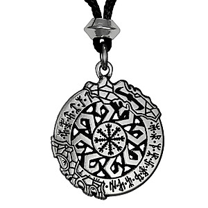 Pewter Invincibility in Battle Aegishjalmur Norse Viking Rune Pendant