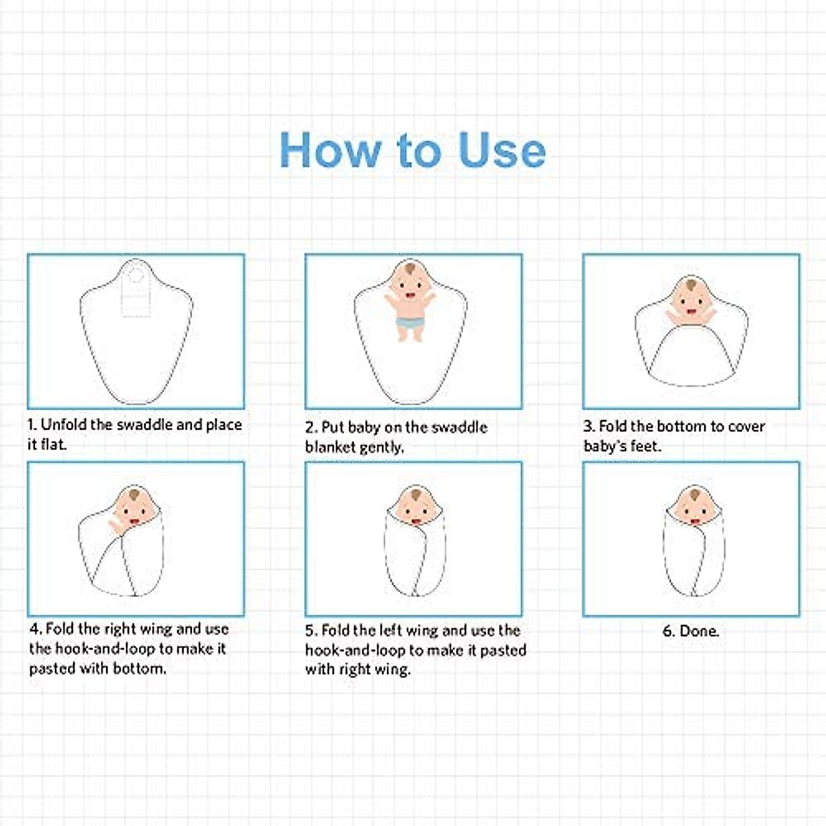 Knirose Swaddle Blankets, Unisex Baby Wrap for Newborn Baby Boys Girls with Head-Protecting & Head-Supporting Function, Wearable Swaddle Sleep Sack Made of Combed Cotton (Button, Blue, 0-3 Months)