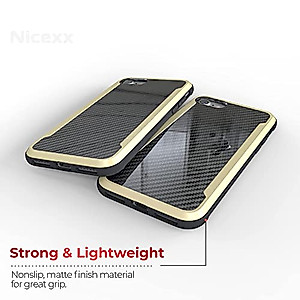 Nicexx Designed for iPhone 7 Case/Designed for iPhone 8 Case/Designed for iPhone SE 2020 Case with Carbon Fiber Pattern, 12ft. Drop Tested, Wireless Charging Compatible - Gold