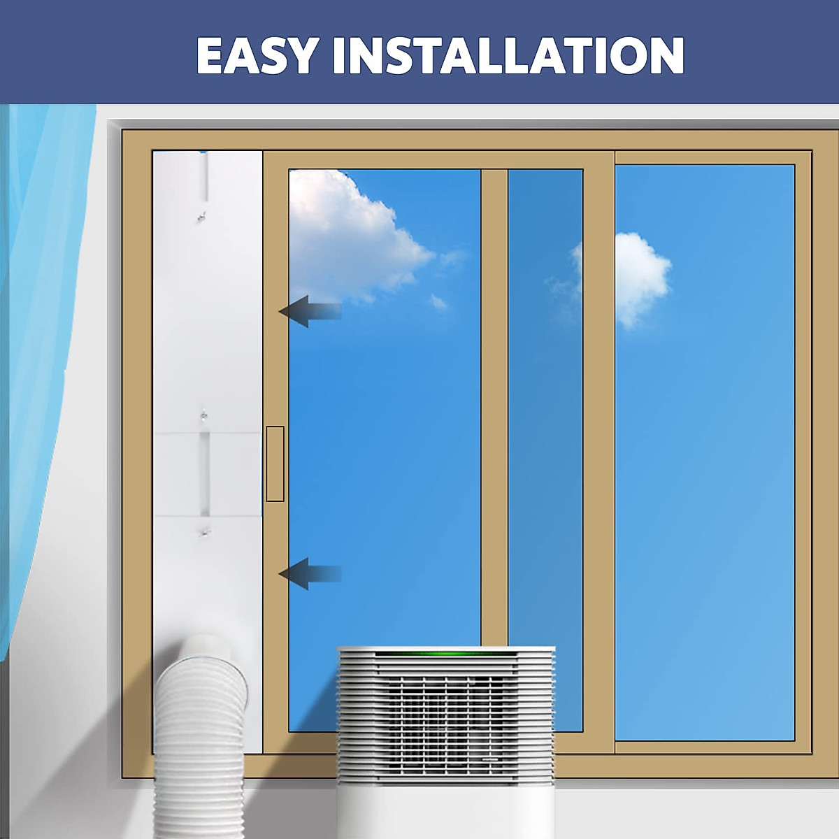 Alpine Hardware Portable Air Conditioner Window Kit with Coupler Adjustable Window Seal for AC Unit, Sliding AC Vent Kit for Exhaust Hose, Universal for Ducting with 5.9 Inches Diameter