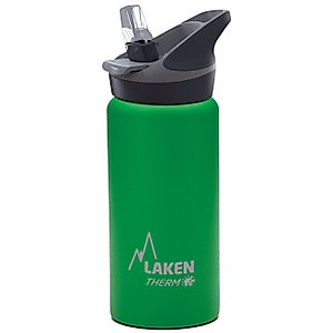 Laken Thermo Kids Vacuum Insulated Stainless Steel Leak Free Sports Water Bottle with Jannu Straw Cap, 17 oz, Green