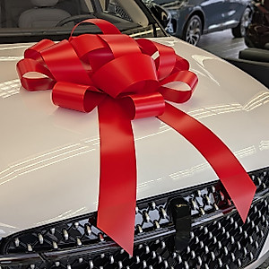 CarBowz Big Red Car Bow, Giant Bow, Non Scratch Magnet, Weather Resistant Vinyl, Fully Assembled