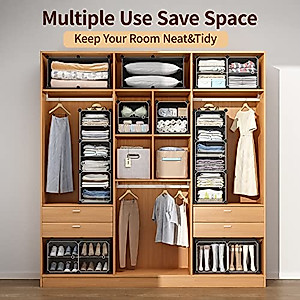 MAGINELS 3-Cube Storage Organizer, Stackable Cubby Shelf, Easy Assemble, Closet Organizers with Doors, Clothing Storage for Bedroom,Livingroom,Black