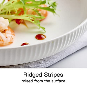 getstar Pasta Bowls, Large Salad Serving Bowls (8.5 inch 32 oz), Pasta Bowls Set of 6, Microwave Dishwasher Safe Shallow Bowl (White)