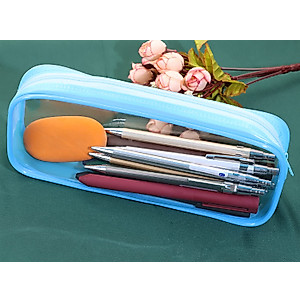 Tupalizy 4PCS Clear Makeup Bag Zipper Pencil Case Pouch PVC Travel Cosmetic Organizer for Purse Toiletry Women Girls Students Pen Marker Crayon Highlighters Cable Cords Tool Storage Art School Supply