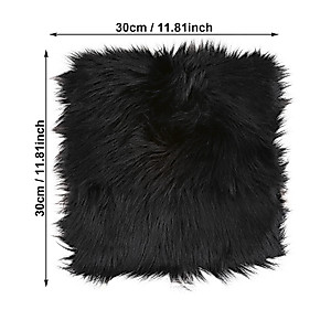 Sibba Faux Fur Area Rugs Chair Pad Protectors 12 inch Mini Square Cover Seat Fuzzy Cushion Carpet Mat Soft Fluffy Rug Couch for Living Bedroom Sofa Nail Art Photography Background Locker Decor (Black)