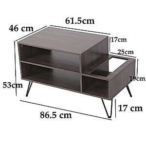 Gtouse Large Record Player Stand with 3 Cabinet, Mid-Century 3 Tier Display Stand Record Storage Turntable Stand Table with Metal Hairpin Legs for Living Room Bedroom Office, 34 x 18 x 21inches
