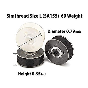 Simthread 25pcs 15White + 10Black Prewound Bobbin Thread Size L (SA155) 60WT for Brother Husqvarna Pfaff Embroidery Thread Sewing Thread Machine with Clear Storage Plastic Case DIY