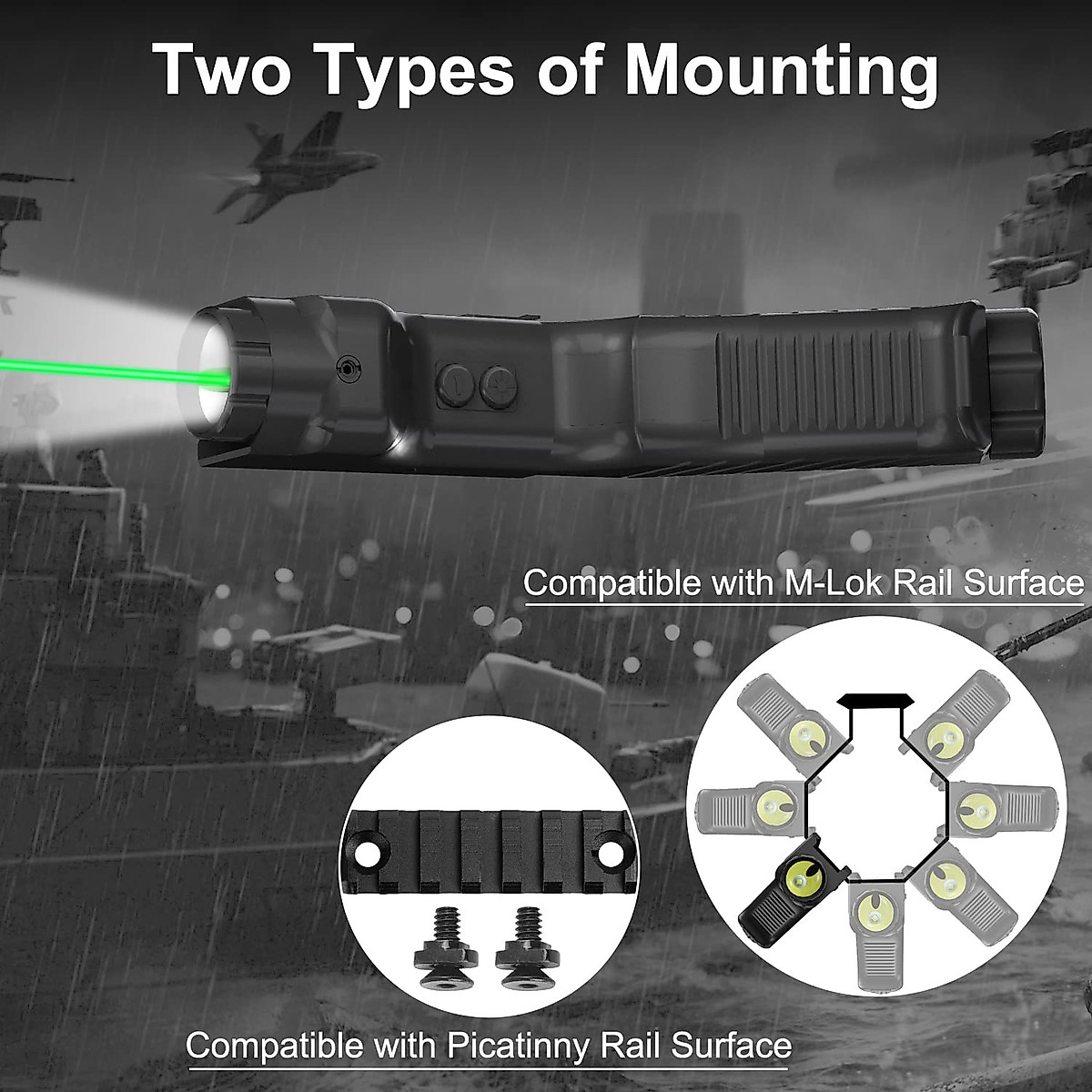 Green Laser Sight with 1000 Lumens Flashlight