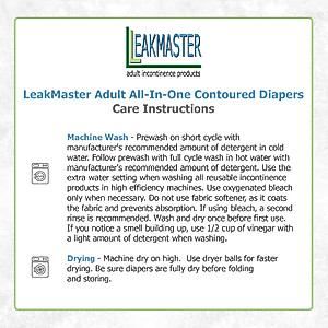 LeakMaster Adult Sized Contoured All in One Cloth Diapers - Hourglass Shaped Multi-Layered Cotton Gauze Interior with PUL Waterproof Outer Moisture Barrier - Medium (Fits 32-36 Inch Waists)