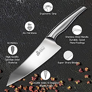 DDF iohEF Knife Set with Knife Strip, 8 Piece Professional Kitchen Knife Set, German High Carbon Stainless Steel Chef Knives Set with Magnetic Knife Holder for Wall