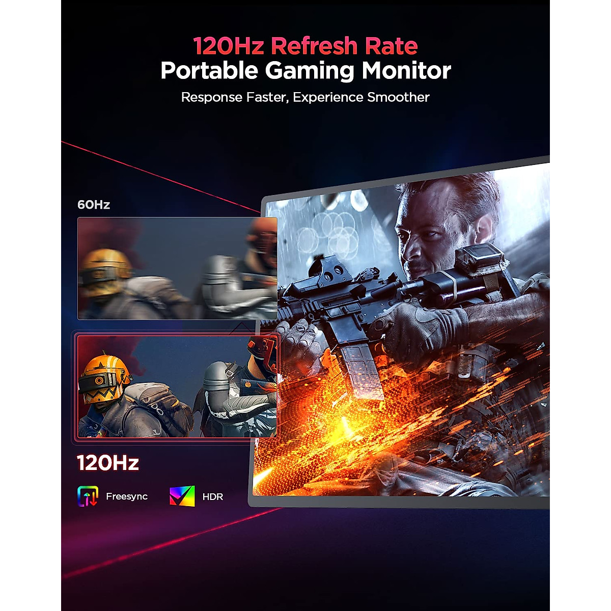 UPERFECT 2K 120Hz Portable Gaming Monitor, 16" 2560x1600 QHD Portable Monitor HDR FreeSync Laptop Monitor w/VESA & Smart Case Matte IPS Eye Care External Second Screen for PC Phone Game Console